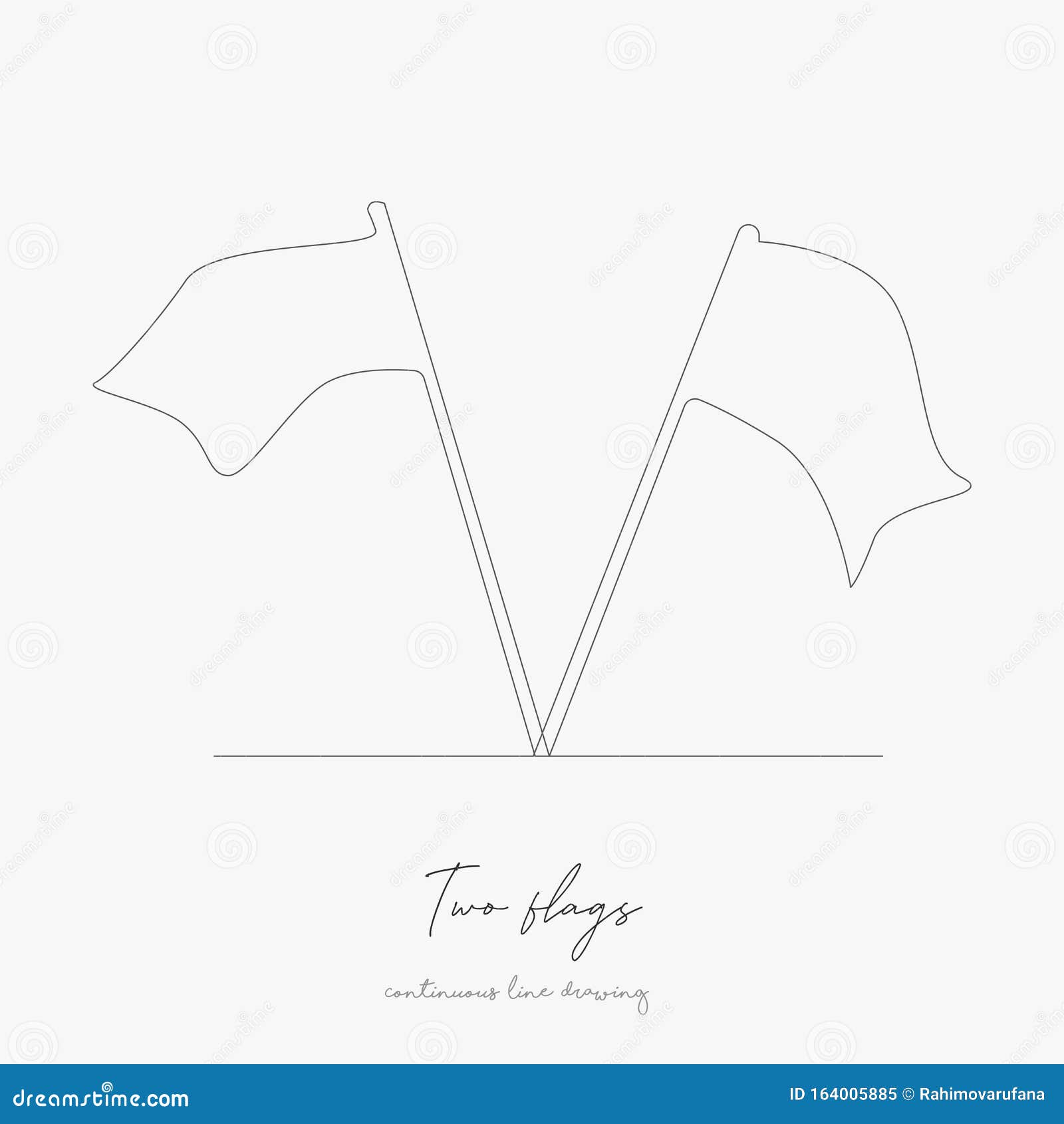 Continuous Line Drawing. Two Flags. Simple Vector Illustration. Two ...