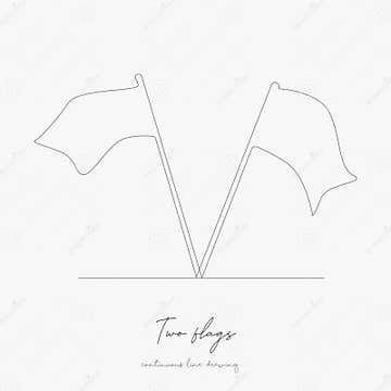 Continuous Line Drawing. Two Flags. Simple Vector Illustration. Two ...