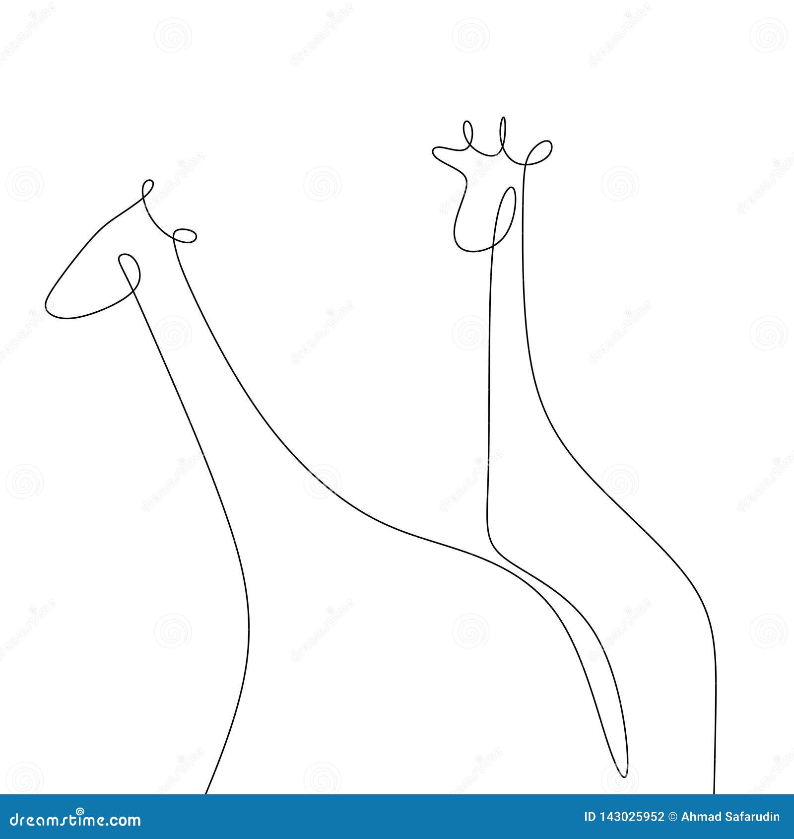 Continuous Line Drawing of Two Giraffe Animals with a Simple Minimalist ...