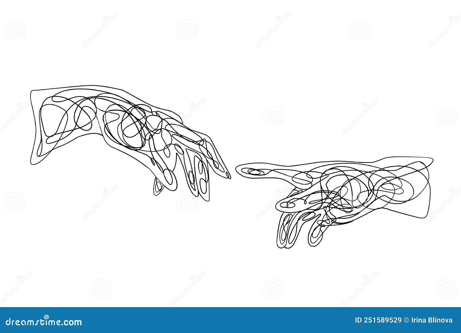 Continuous Line Drawing of Two Hands Barely Touching One Another. Stock ...