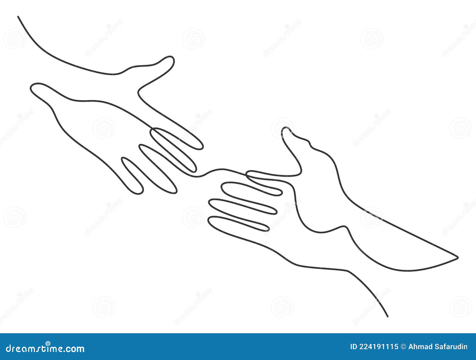 Continuous Line Drawing Of Two Hands Barely Touching One Another ...