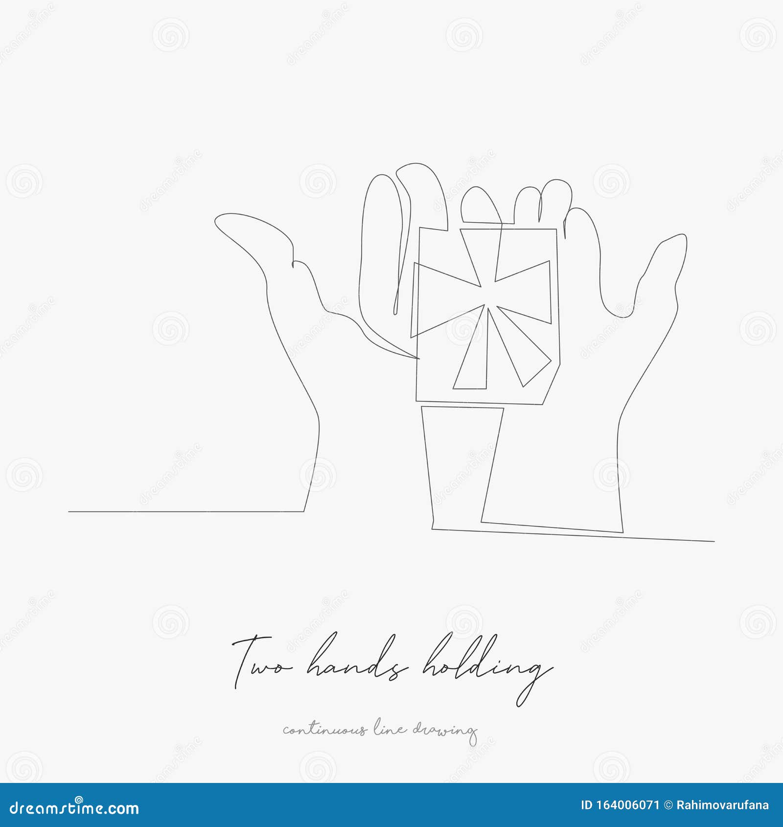 Continuous Line Drawing. Two Hands Holding Gift Box. Simple Vector ...