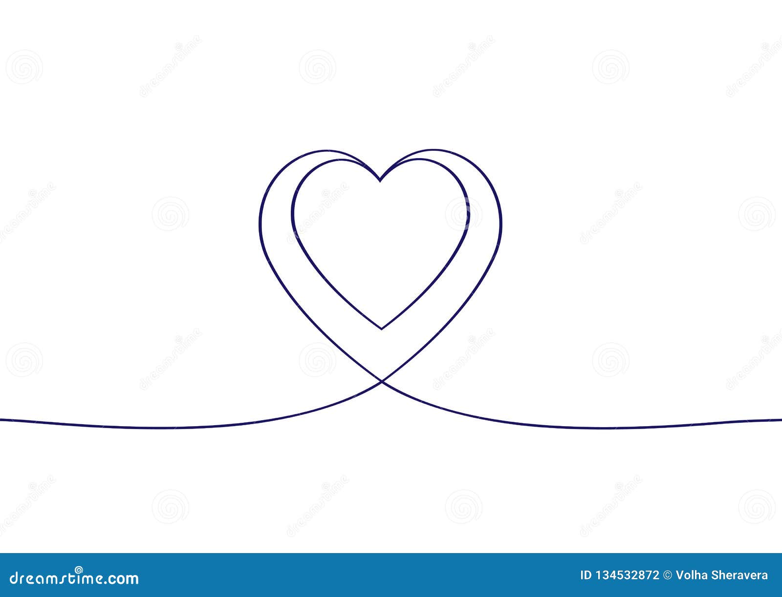 Continuous Line Drawing Two Hearts. Continuous Drawing of Hearts. Heart ...