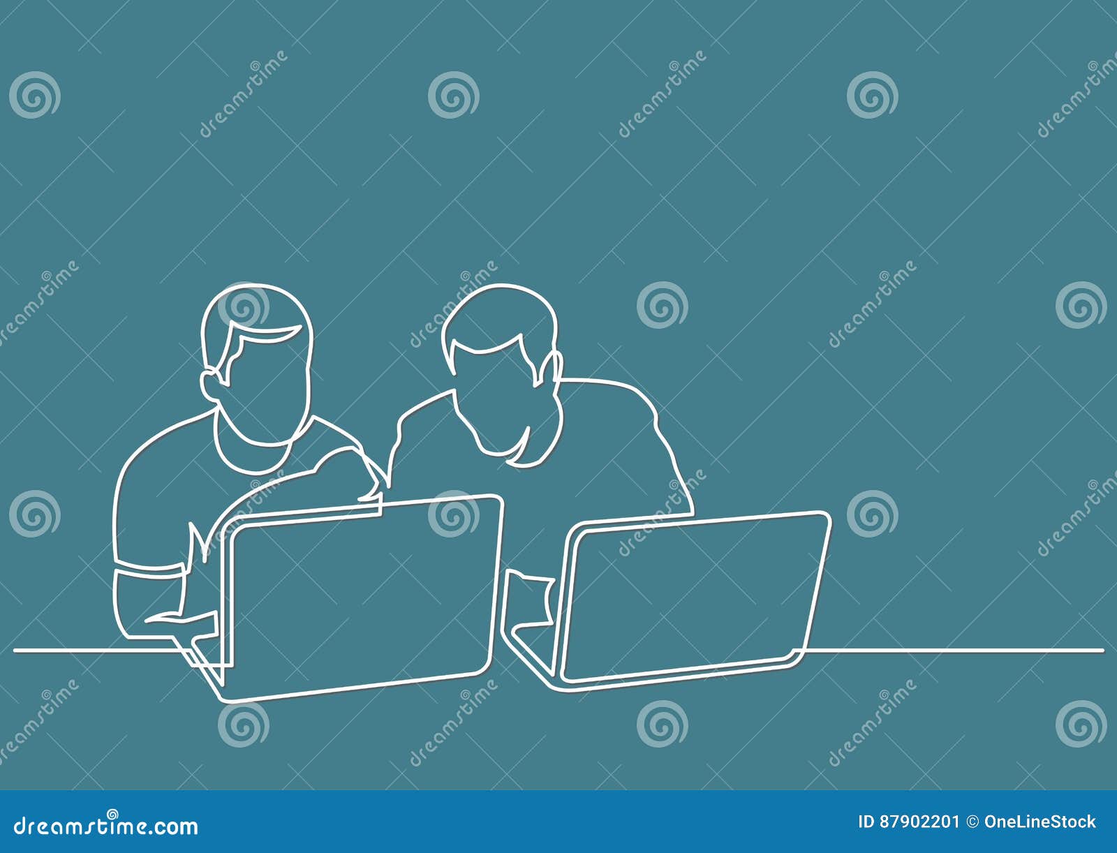 Continuous Line Drawing of Two Men Sitting and Talking Stock Vector ...