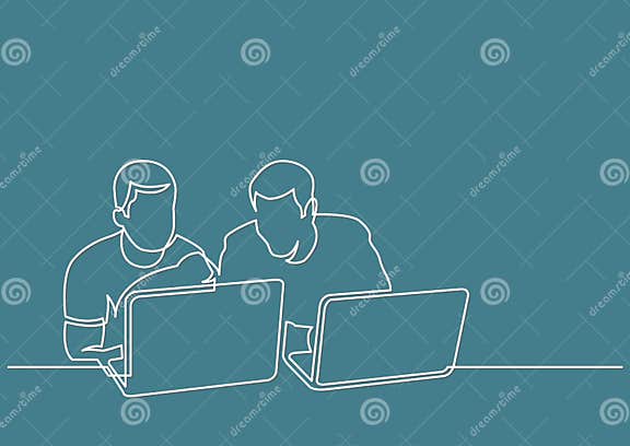 Continuous Line Drawing of Two Men Sitting and Talking Stock Vector ...