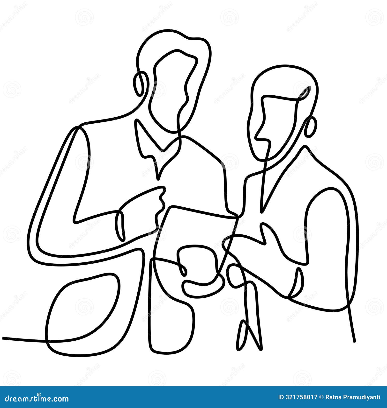 Continuous Line Drawing of Two Men Standing Talking about Document ... Continuous Line Drawing of Two Men Standing Talking about Document ...