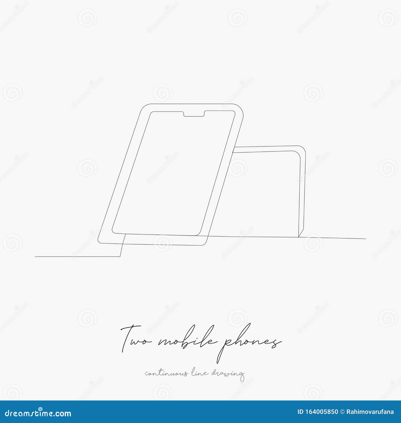 Continuous Line Drawing. Two Mobile Phones. Simple Vector Illustration ...