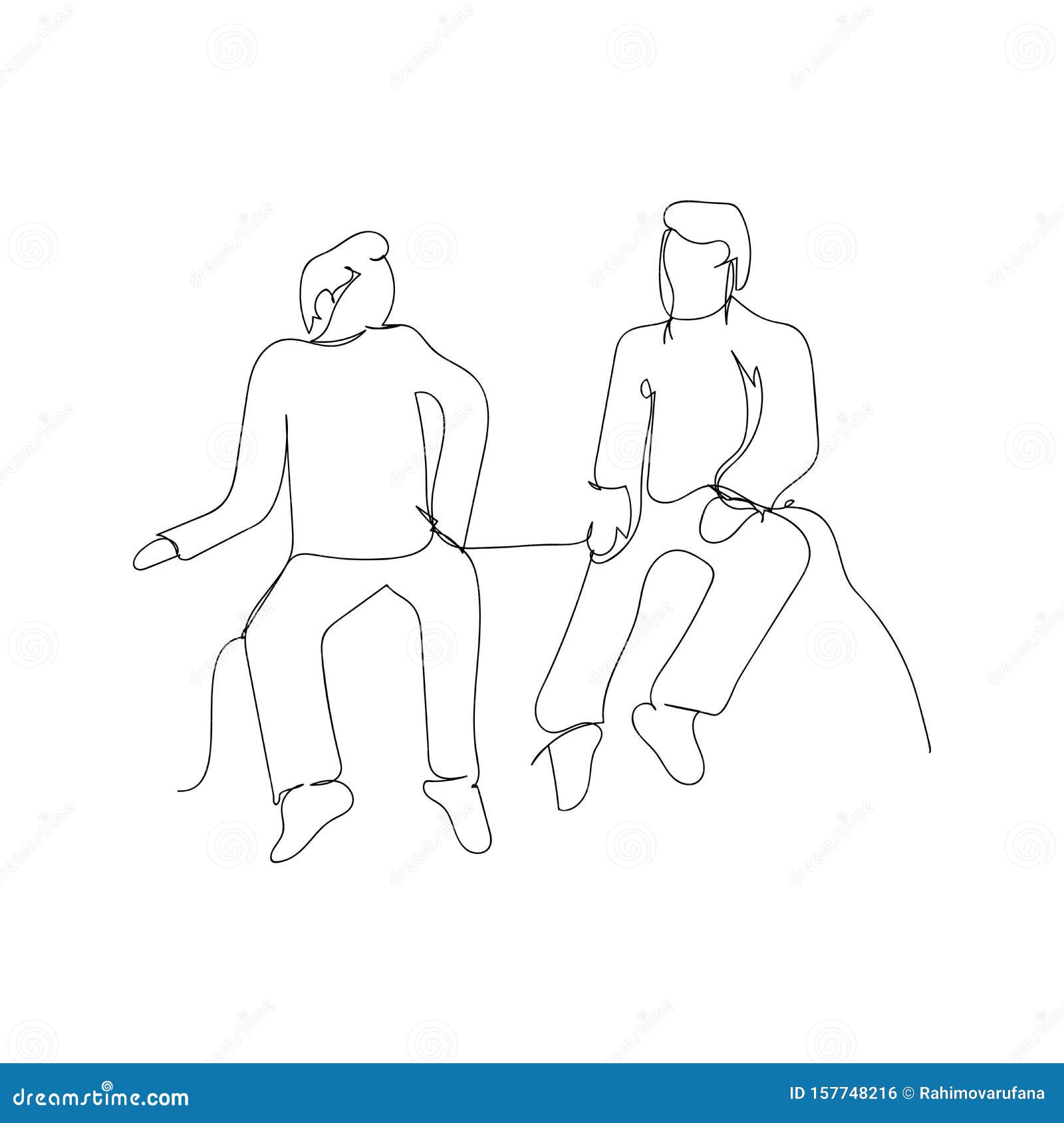 Continuous Line Drawing of Two Sitting Talking Men. Isolated Sketch ... Continuous Line Drawing of Two Sitting Talking Men. Isolated Sketch ...