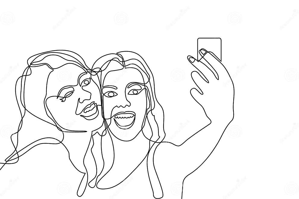 Two Girls Making Selfie Stock Vector Illustration Of Design 108271548
