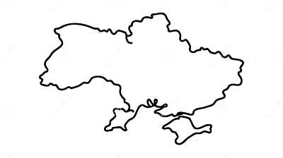 Continuous Line Drawing of Ukraine Map. One Line Image of Ukraine Map ...