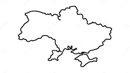 Continuous Line Drawing of Ukraine Map. One Line Image of Ukraine Map ...
