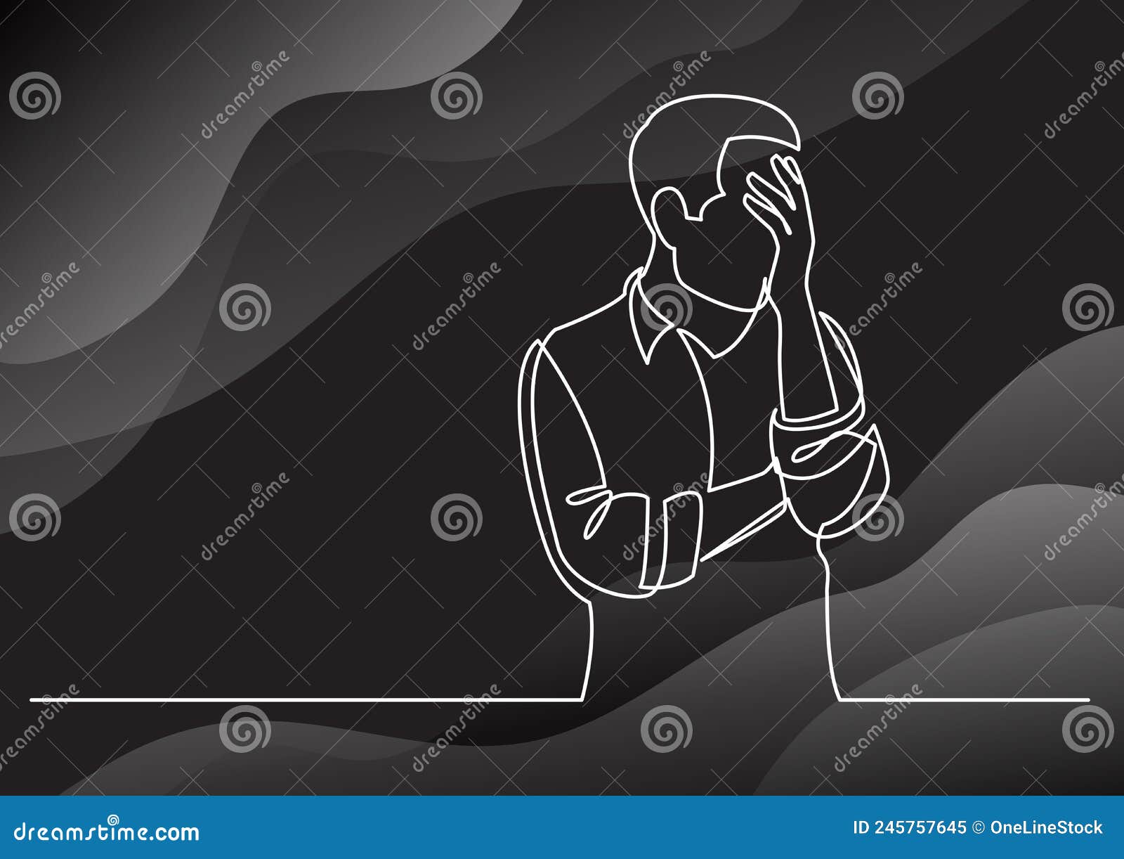 Continuous Line Drawing of Upset Man in Trouble Stock Vector ...