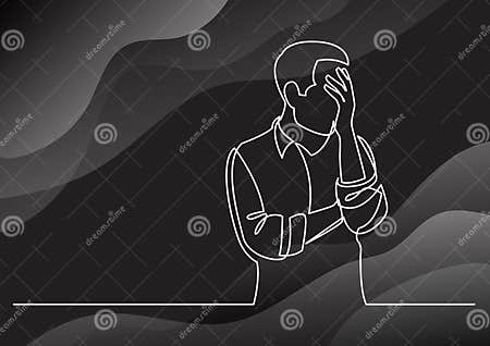 Continuous Line Drawing of Upset Man in Trouble Stock Vector ...
