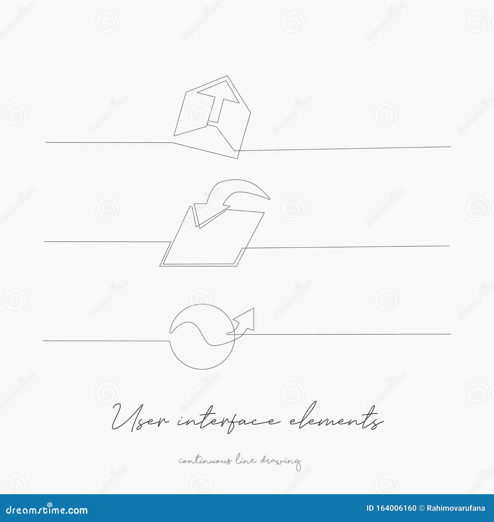 Continuous Line Drawing. User Interface Elements. Simple Vector ...