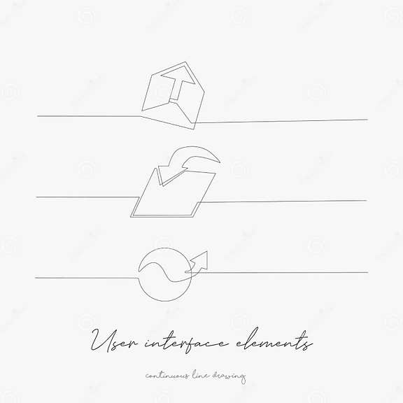 Continuous Line Drawing. User Interface Elements. Simple Vector ...