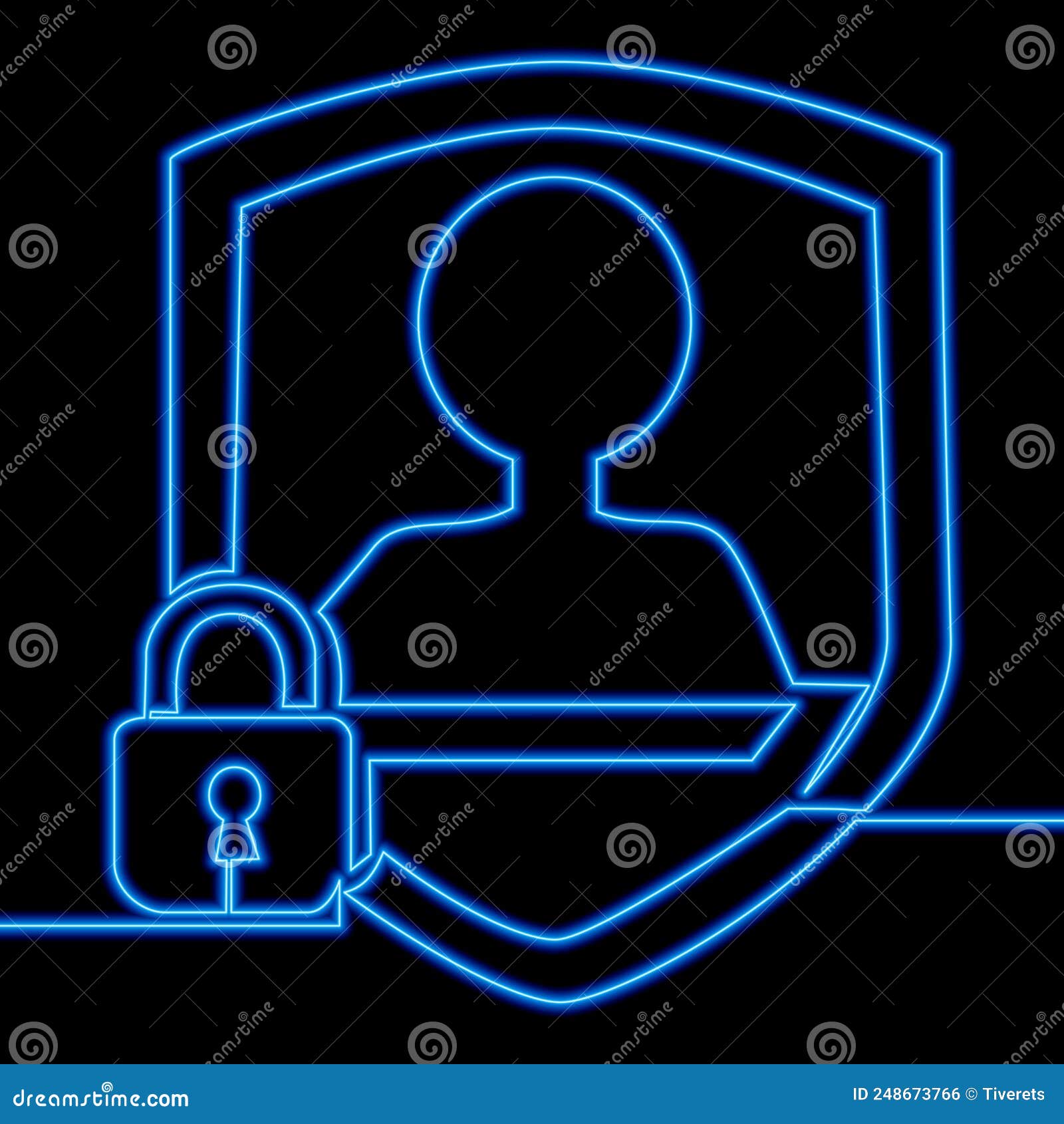 Continuous Line Drawing User Personal Data Protection Neon Concept ...