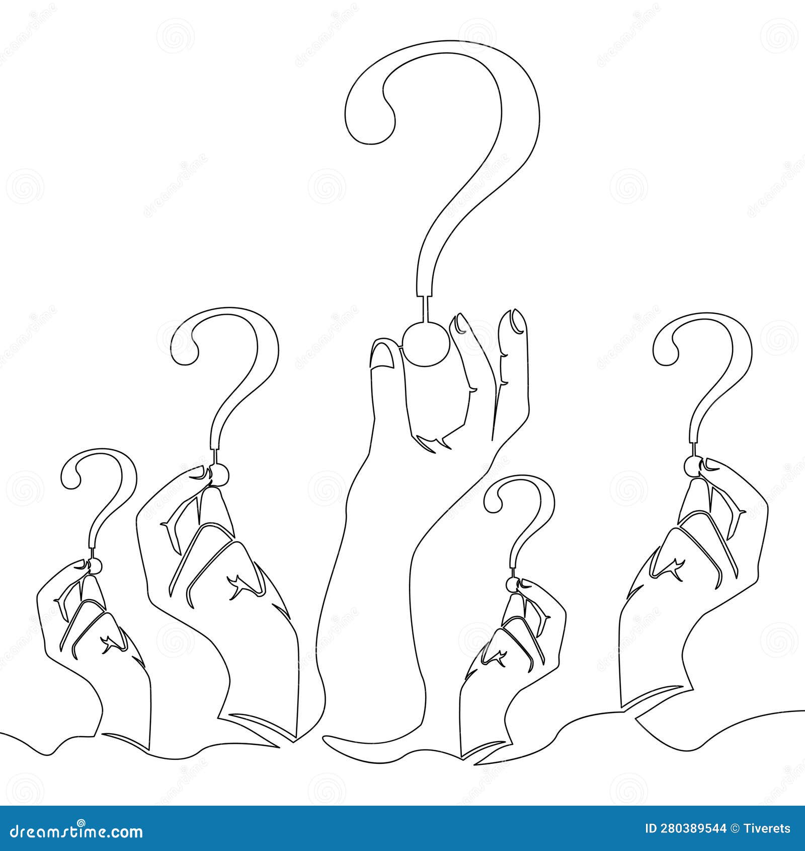 Continuous Line Drawing Value of Inspiration Hand Holds Question Mark ...