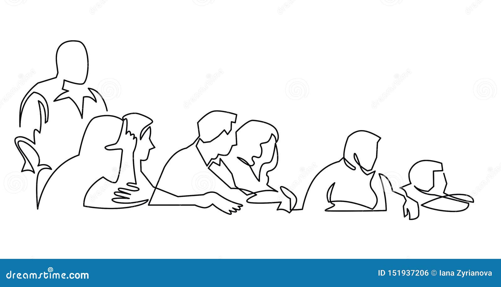 Continuous Line Drawing of Vector Illustration Character of Audience in ...