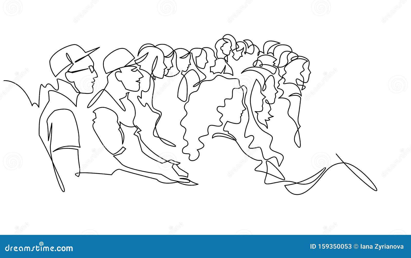 Continuous Line Drawing of Vector Illustration Character of Audience in ...