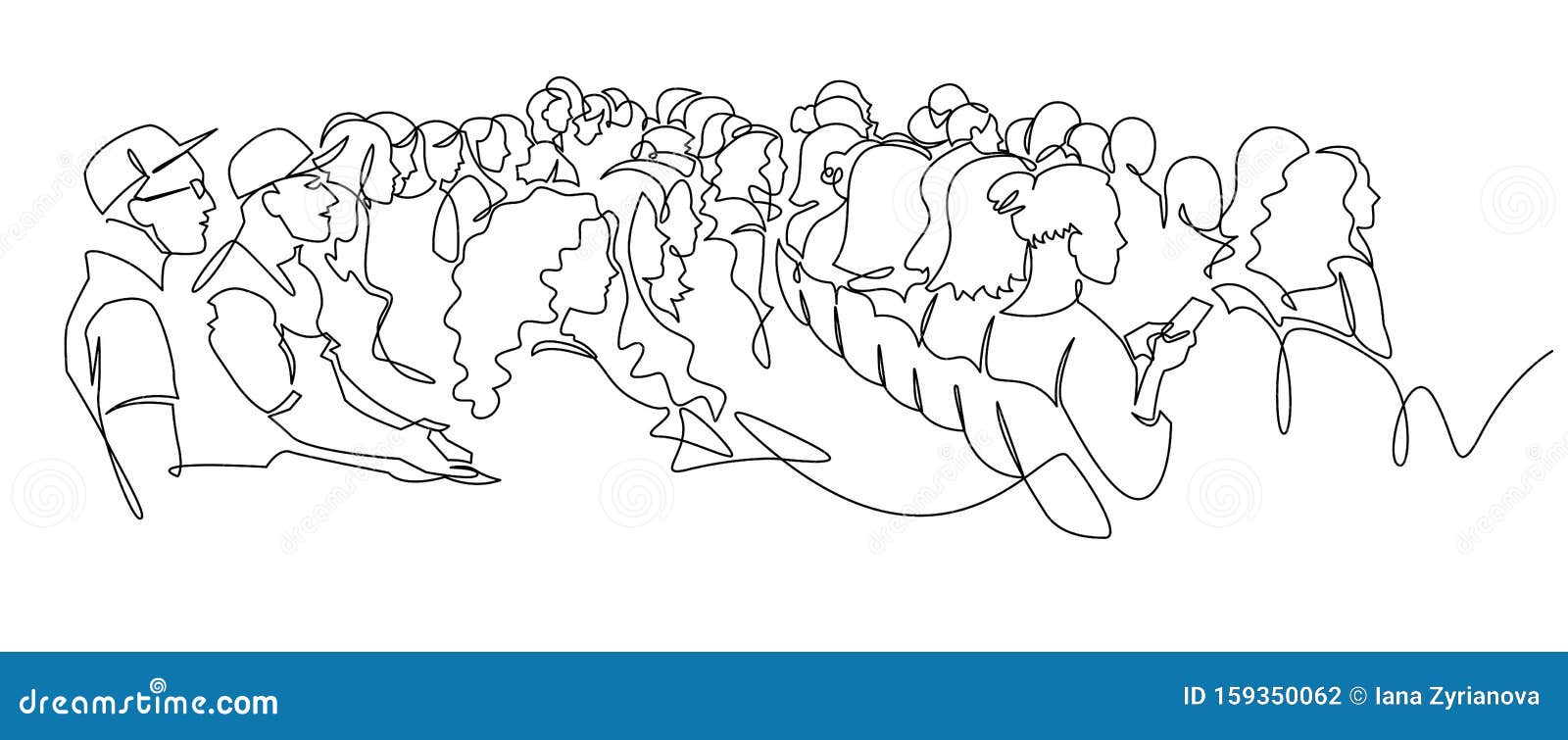 Continuous Line Drawing of Vector Illustration Character of Audience in ...