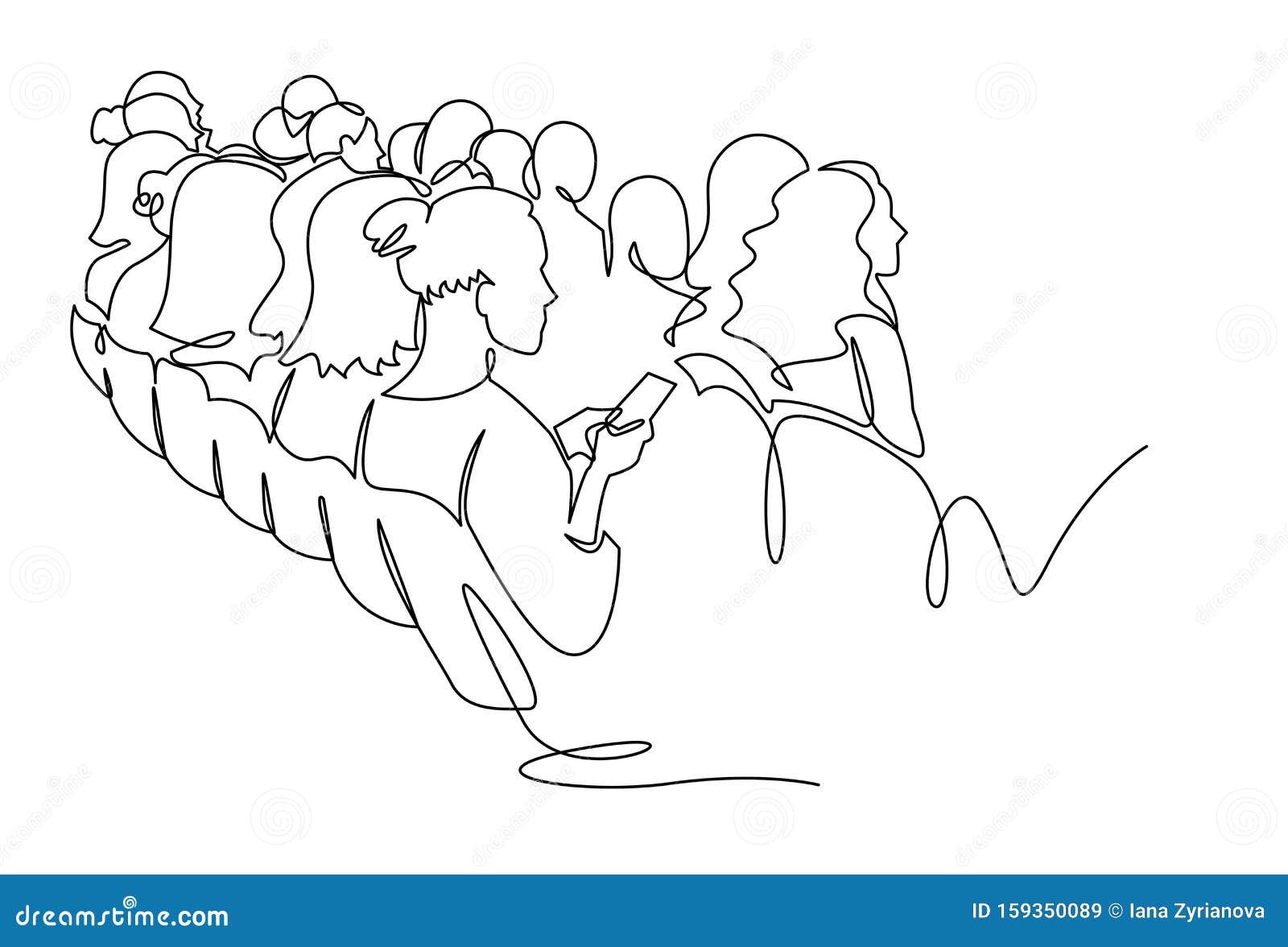 Continuous Line Drawing of Vector Illustration Character of Audience in ...