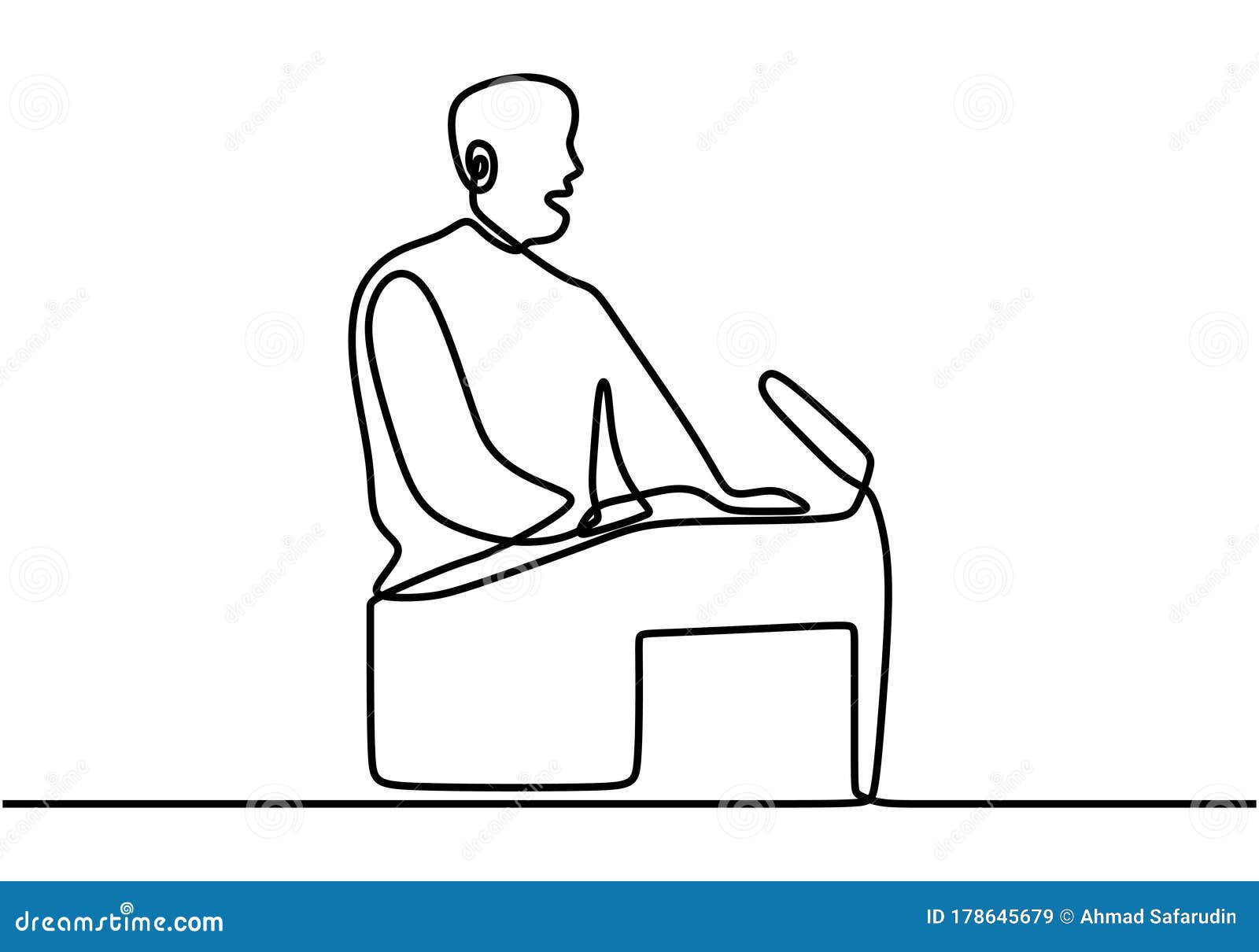 Continuous Line Drawing of Vector a Speaker in Front of an Audience ...