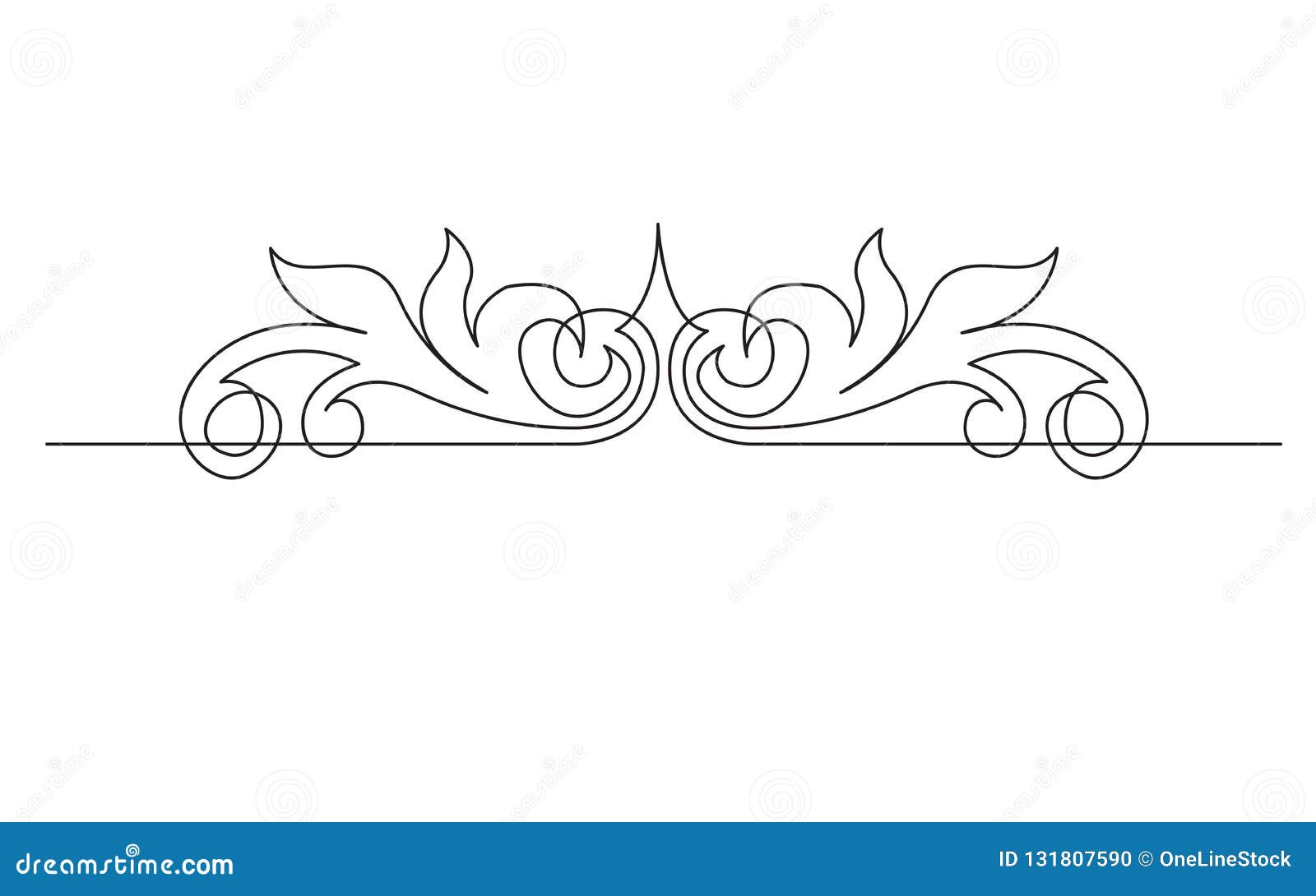 Continuous Line Drawing of Vignette Devider Header Design Stock Vector ...