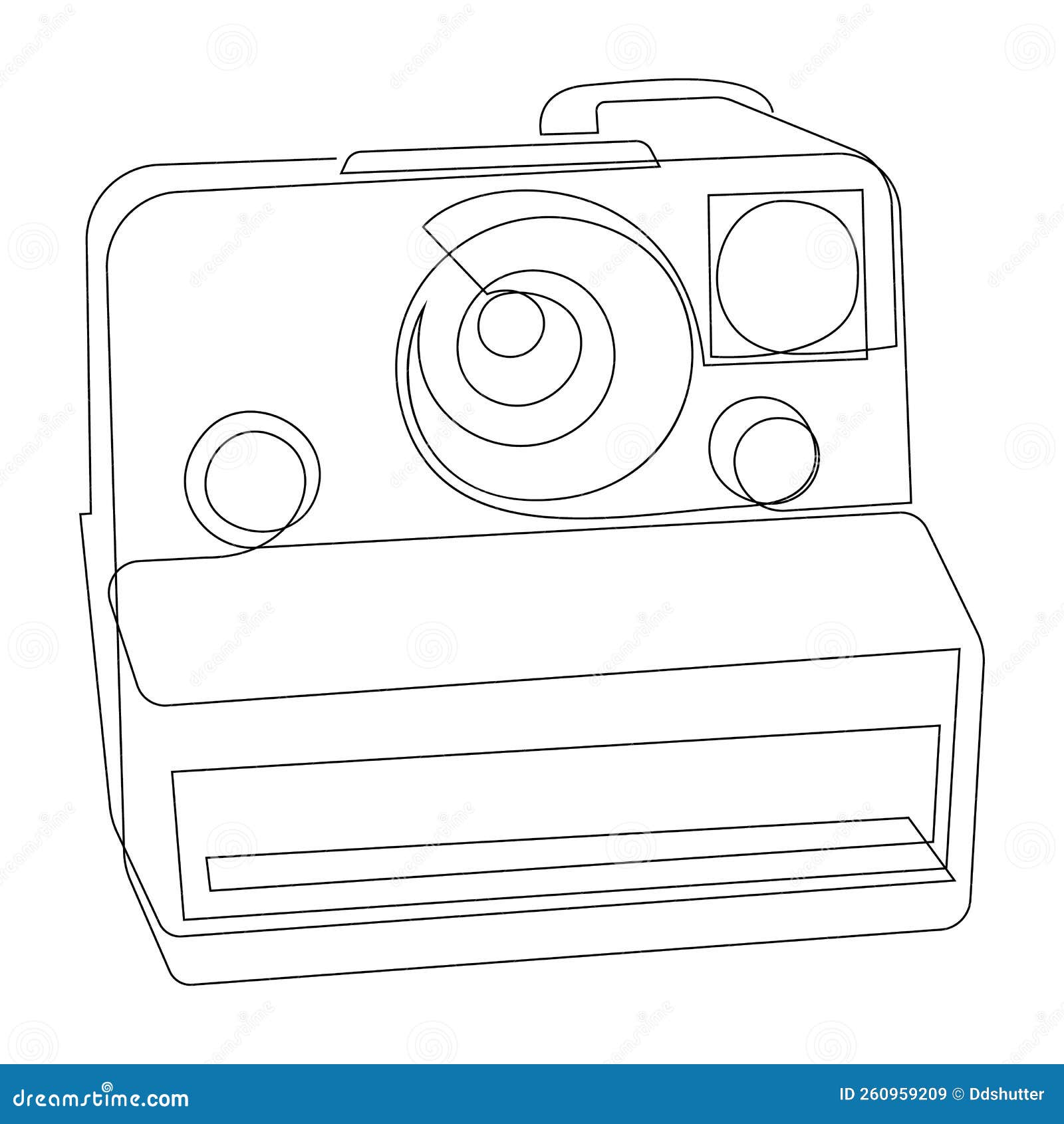 Continuous Line Drawing of Vintage Instant Camera. Vector Illustration ... Continuous Line Drawing of Vintage Instant Camera. Vector Illustration ...