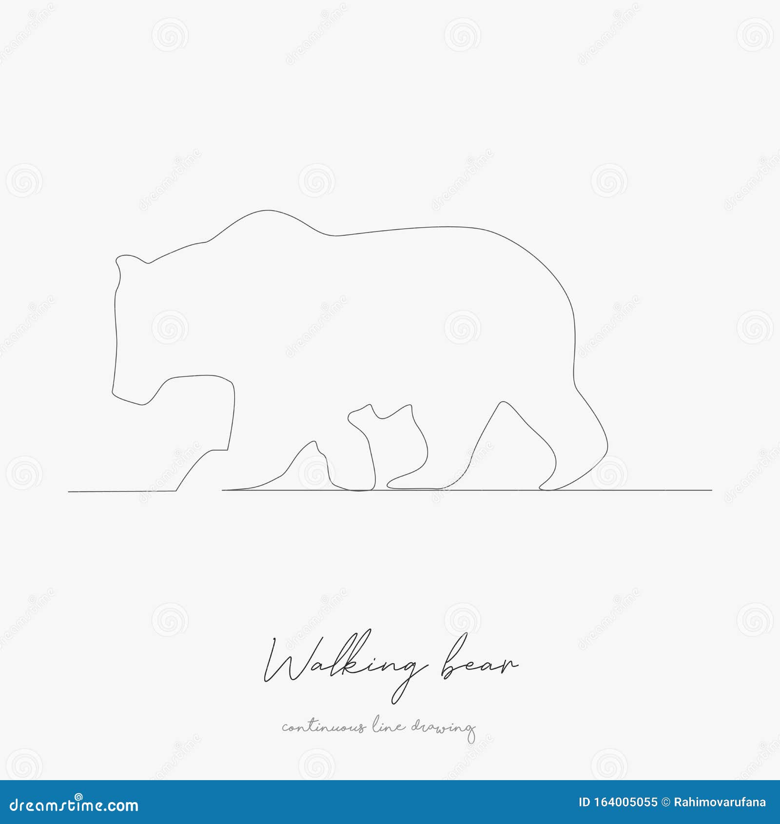 Continuous Line Drawing. Walking Bear. Simple Vector Illustration ...