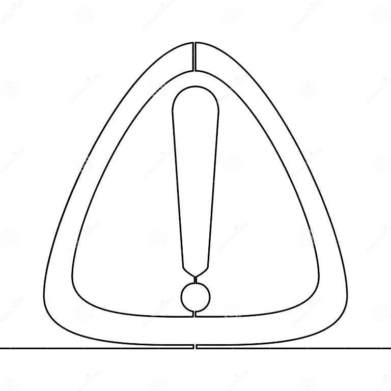 Continuous Line Drawing Warning Sign Icon Concept Stock Vector ...