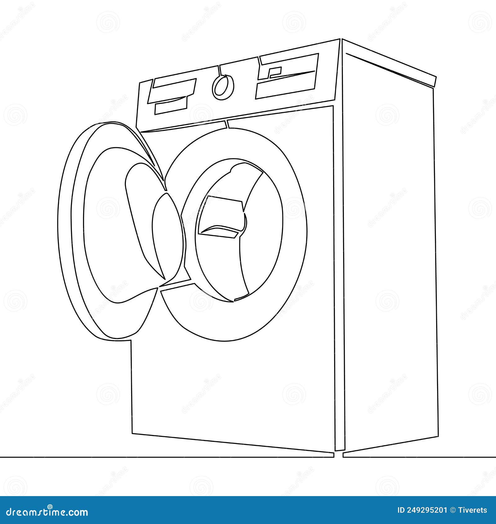 Continuous Line Drawing Washing Machine Household Concept Stock Vector ...
