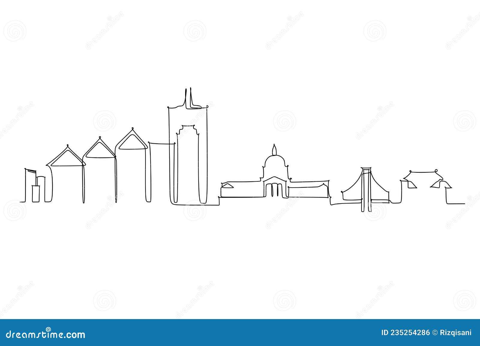 Continuous Line Drawing of Washington DC USA. Simple Line Drawing Stock ...