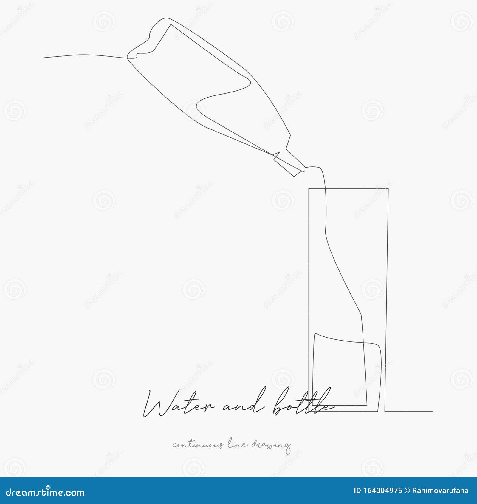 Continuous Line Drawing. Water and Bottle. Simple Vector Illustration ...