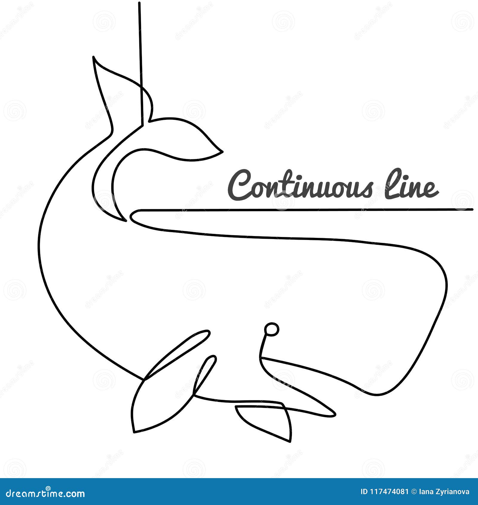 Continuous Line Drawing of White Sperm Whale. Hand Drawn Simple Vector ...