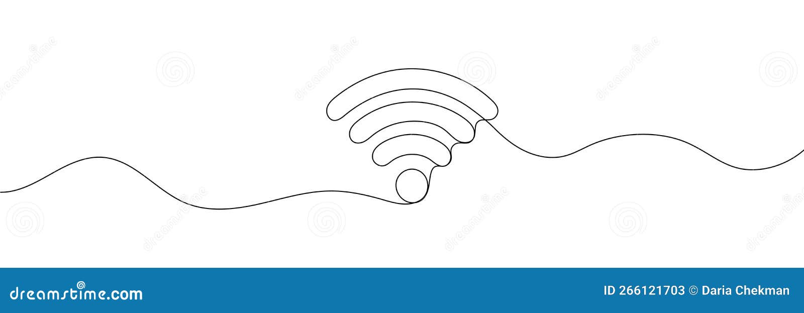 Continuous Line Drawing of WI-FI Signal Icon. Stock Vector ...