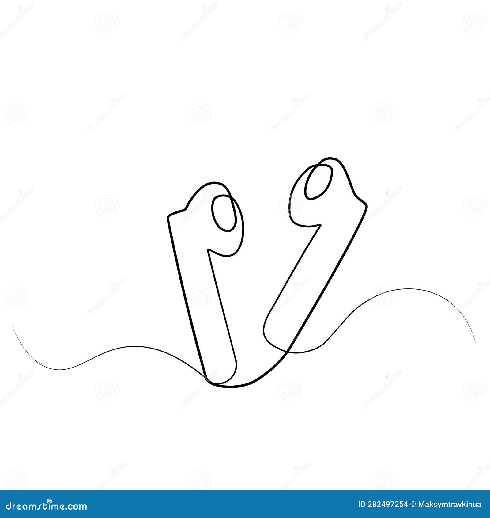 Continuous Line Drawing of Wireless Headphones. Vector Stock Vector ...