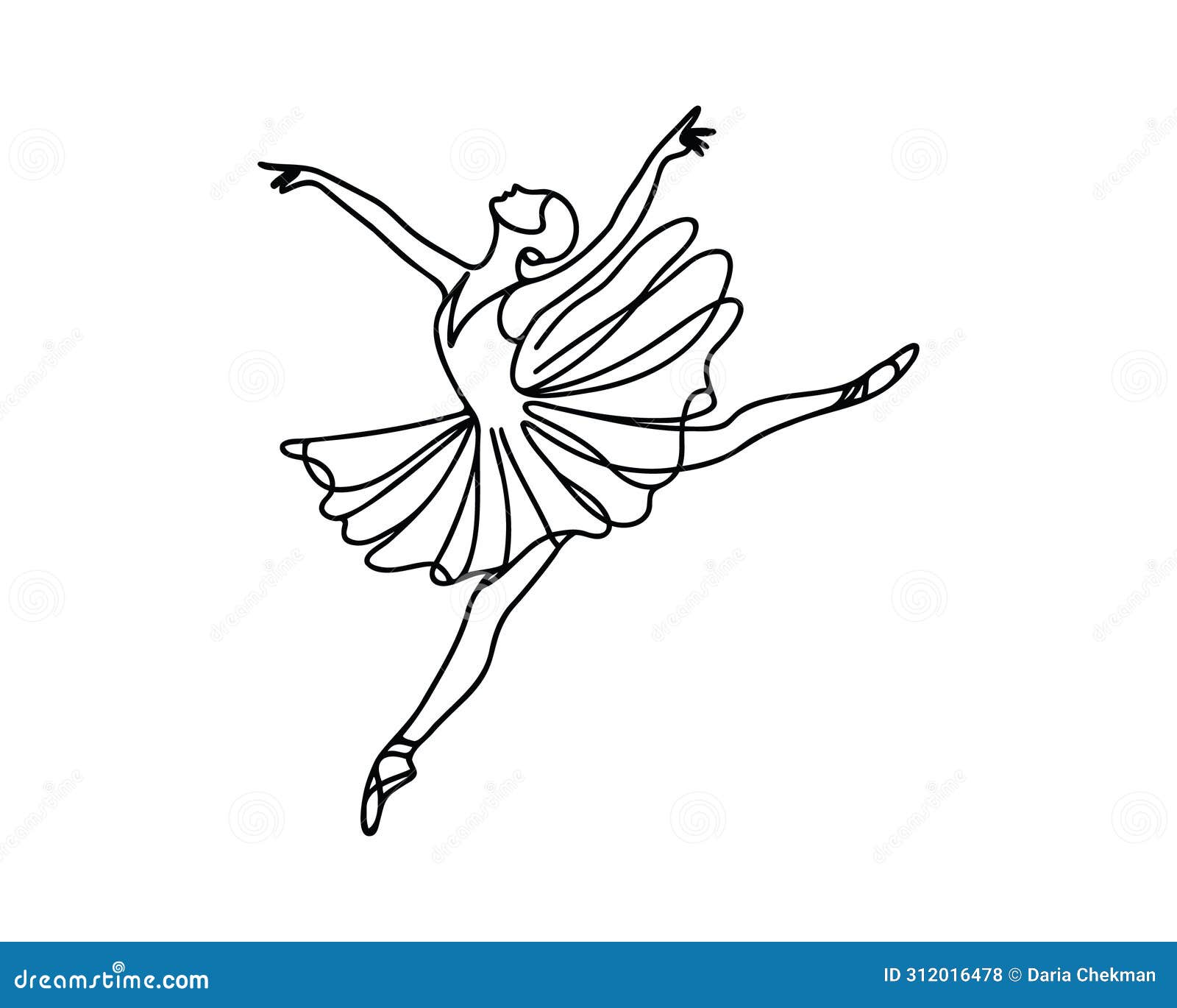 Continuous Line Drawing of Woman Ballet Dancer Stock Illustration ...