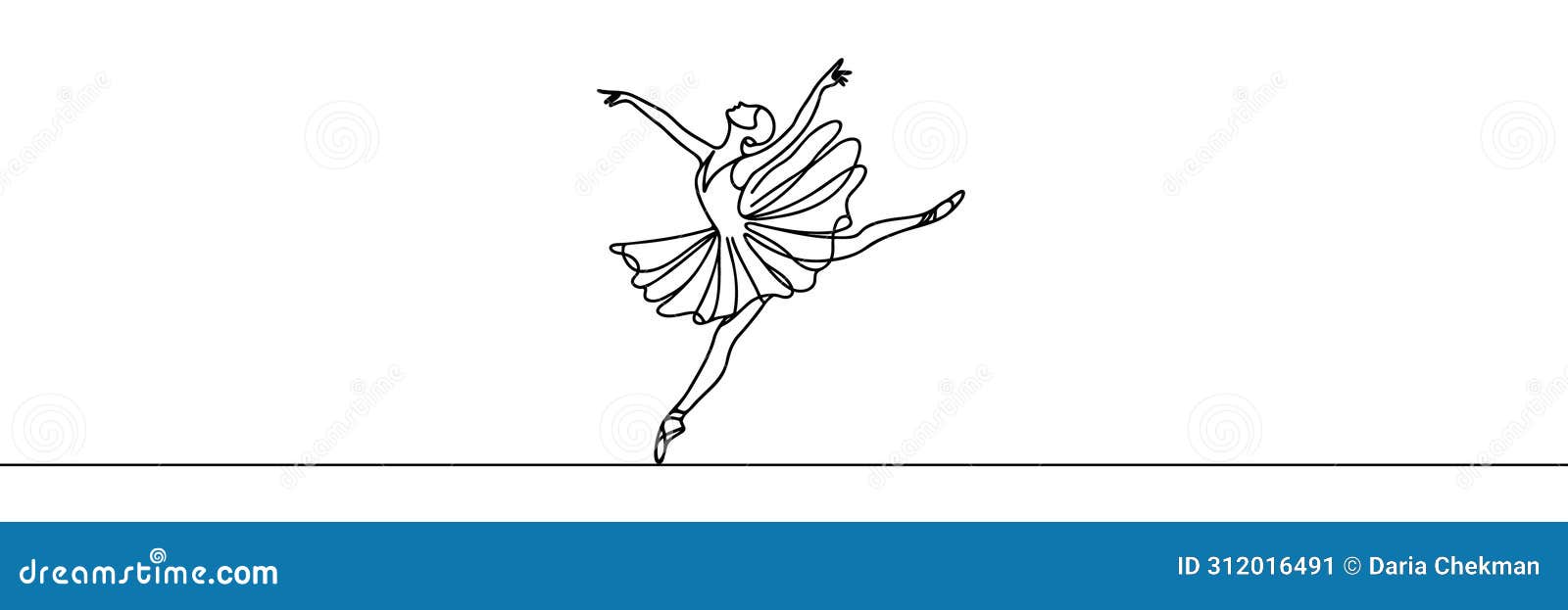 Continuous Line Drawing of Woman Ballet Dancer Stock Illustration ...