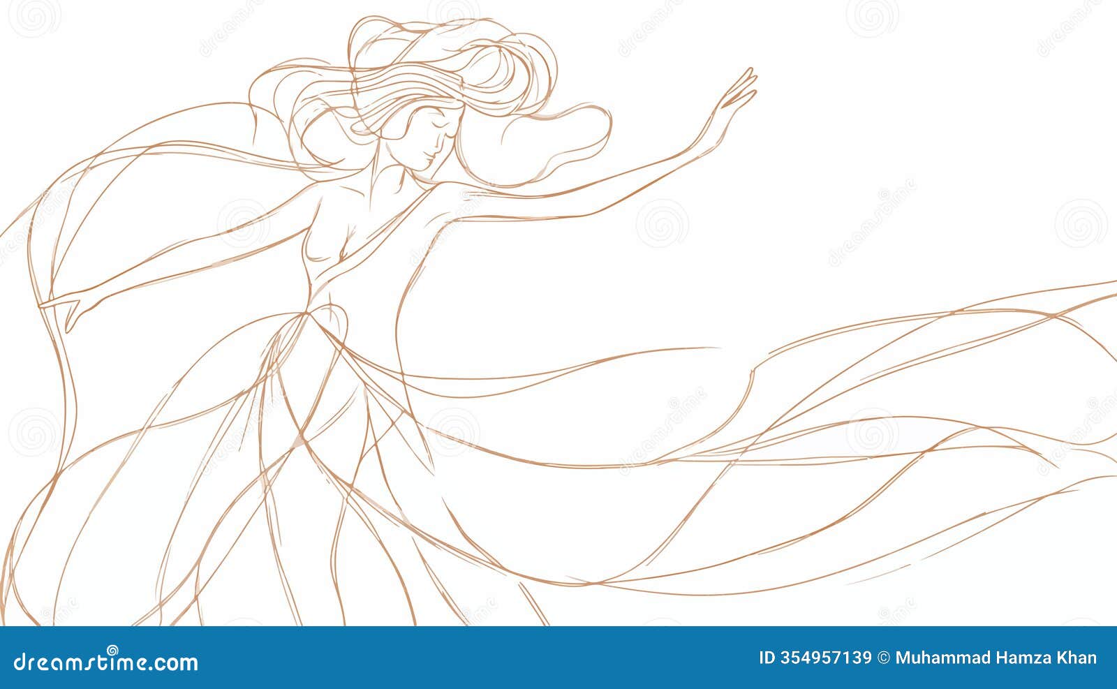 Continuous Line Drawing of a Woman Dancing in Motion. Stock ...