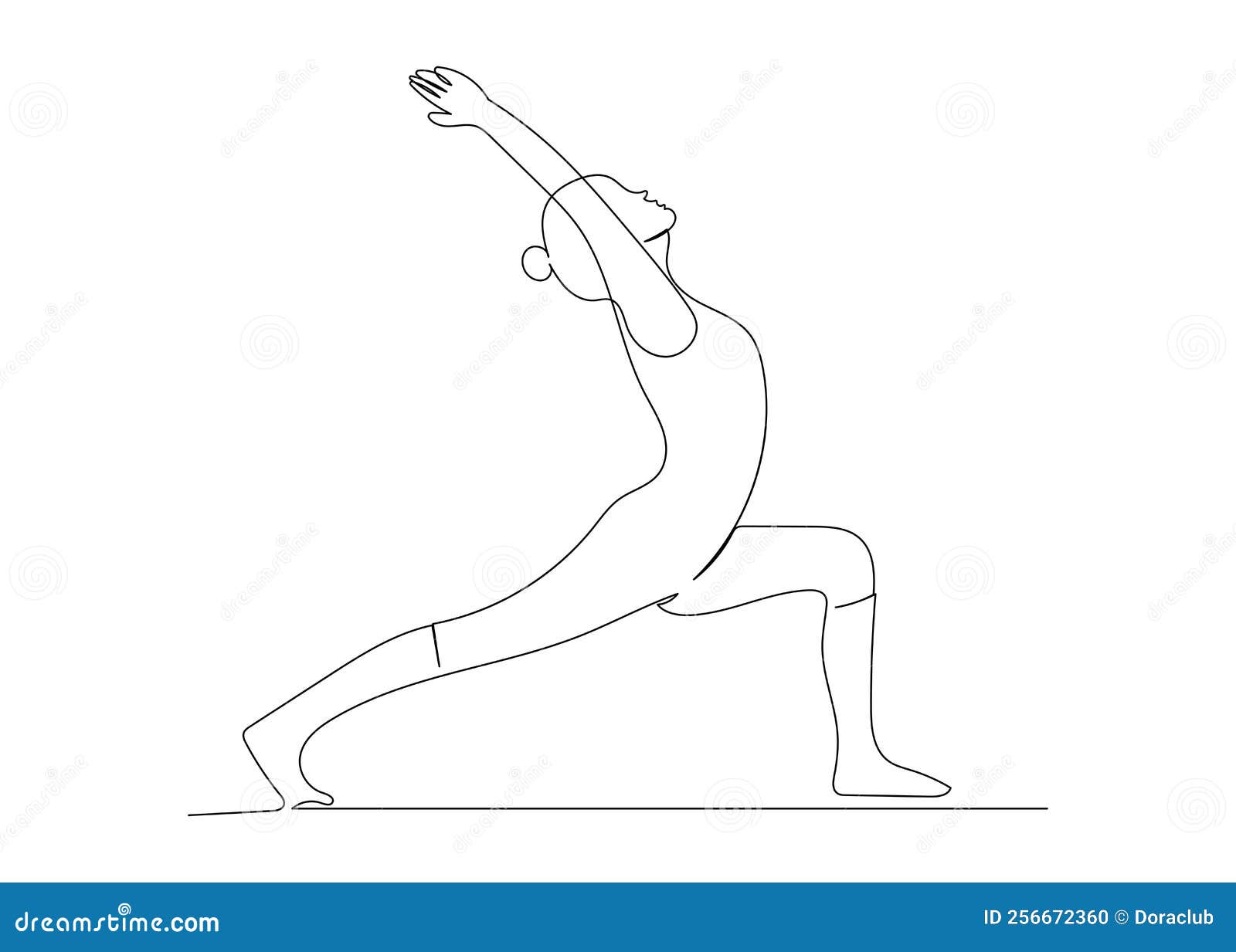 Continuous Line Drawing Of Woman Doing Exercise Yoga Stock Vector