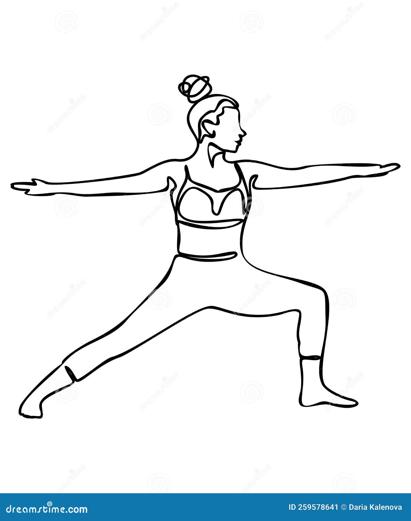 Continuous Line Drawing Woman Doing Exercise In Yoga Pose Vector