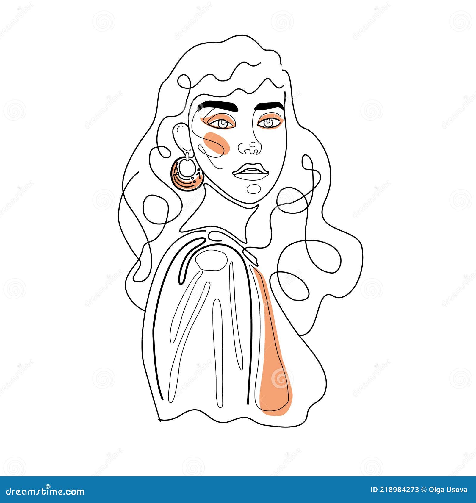 Continuous Line, Drawing Of Woman Face, Fashion Concept, Woman Beauty ... Continuous Line, Drawing Of Woman Face, Fashion Concept, Woman Beauty ...