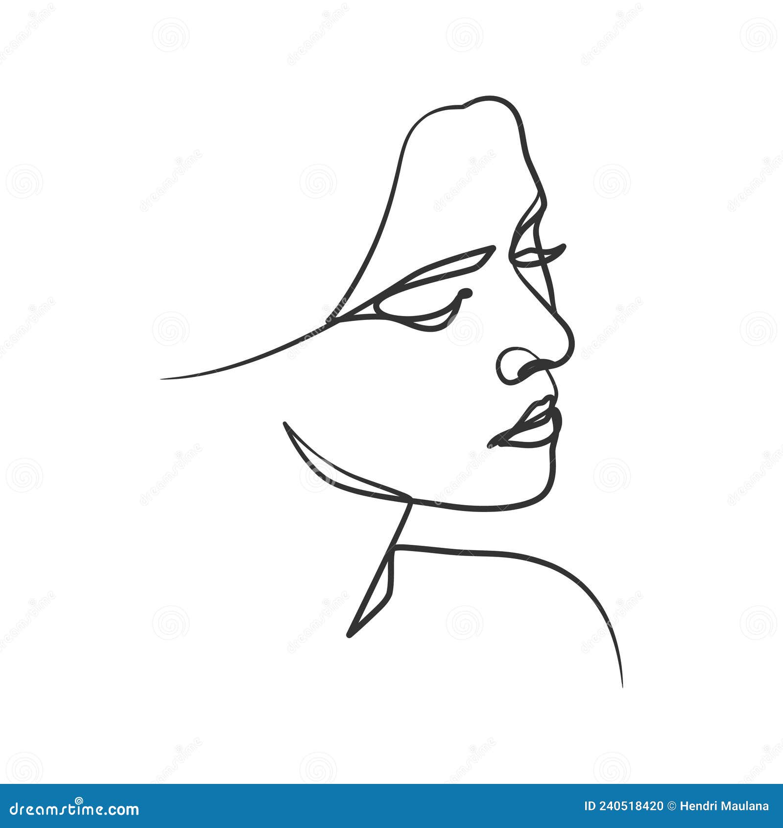 Continuous Line Drawing Of Woman Face One Line Woman Portrait Stock