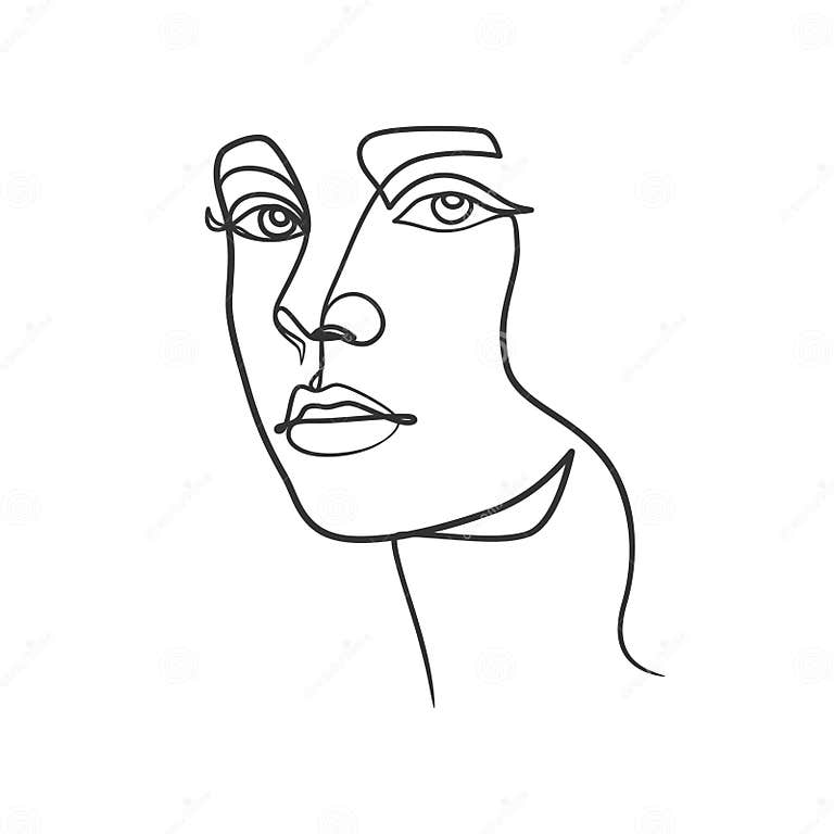 Continuous Line Drawing Of Woman Face One Line Woman Portrait Stock