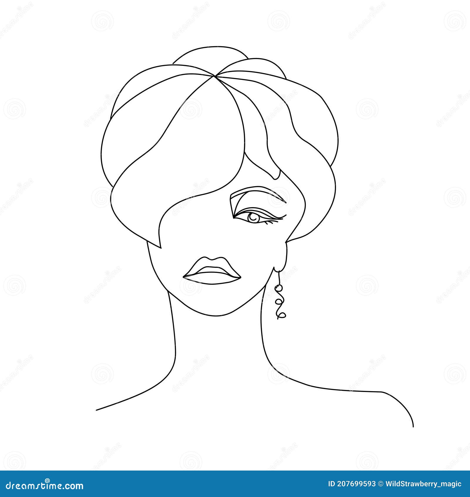 Continuous Line Drawing Woman Portrait Beauty Woman Face One Line