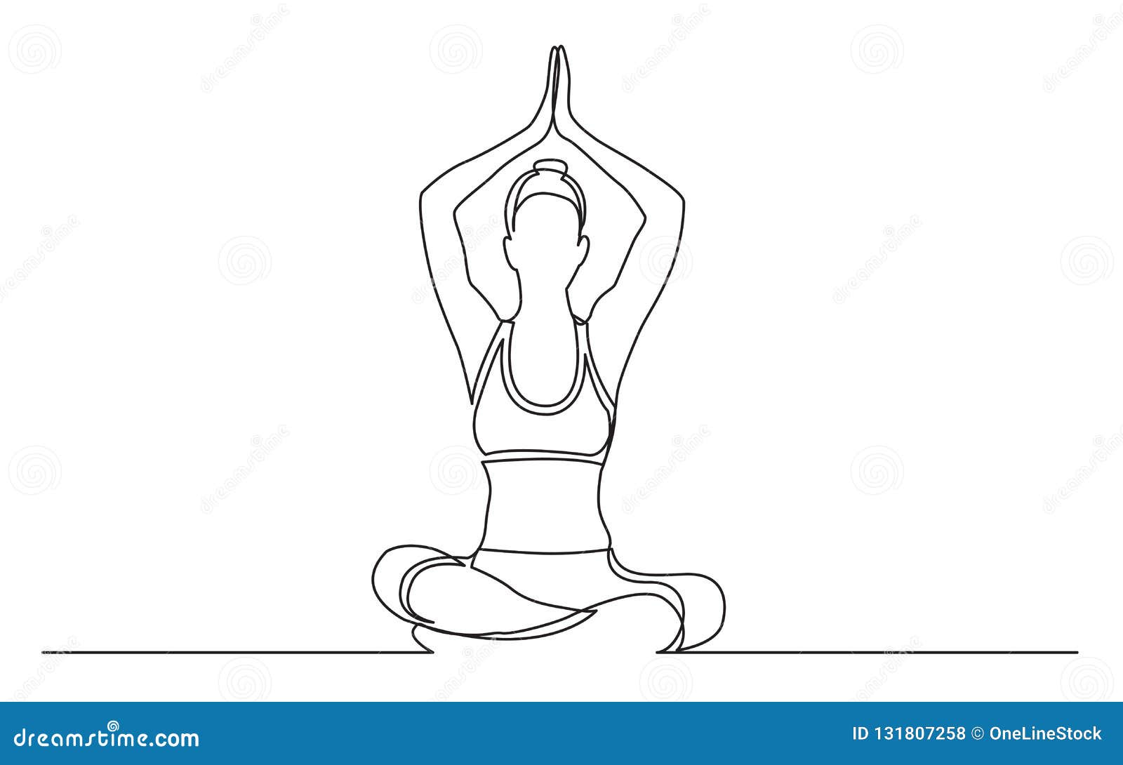 Continuous Line Drawing of Woman Sitting in Yoga Pose with Arms Above ... Continuous Line Drawing of Woman Sitting in Yoga Pose with Arms Above ...