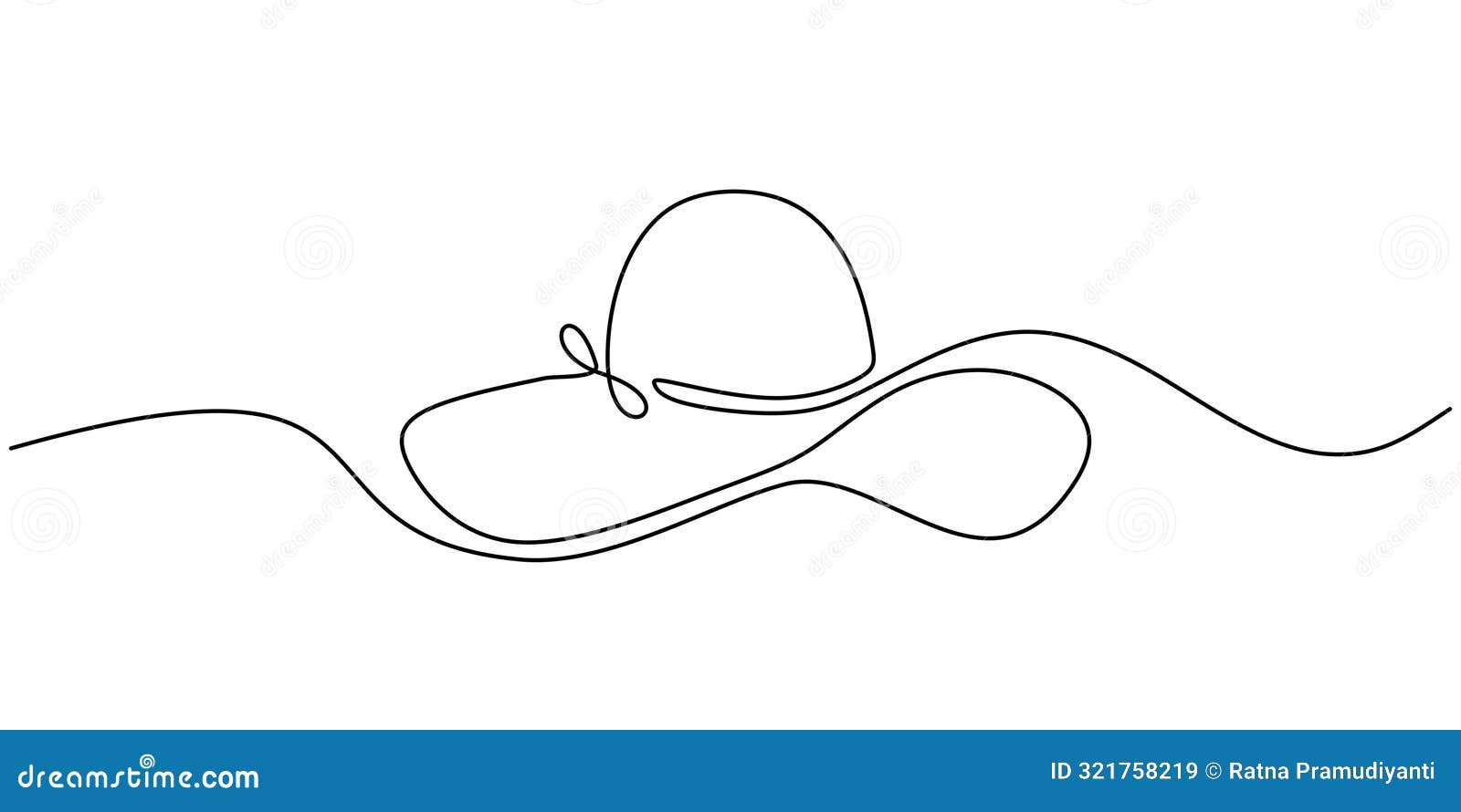 Continuous Line Drawing of Woman Sun Hat Stock Vector - Illustration of ...