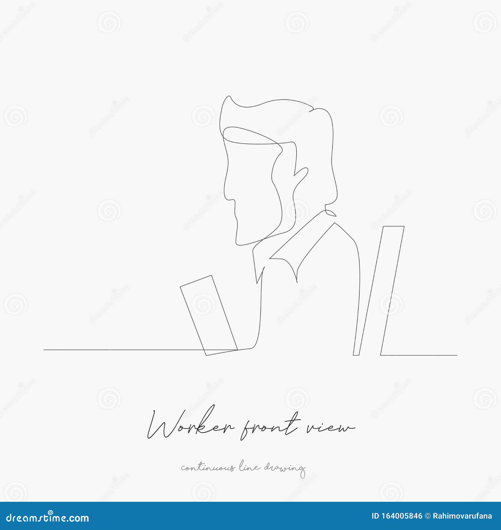 Continuous Line Drawing. Worker Front View. Simple Vector Illustration ...
