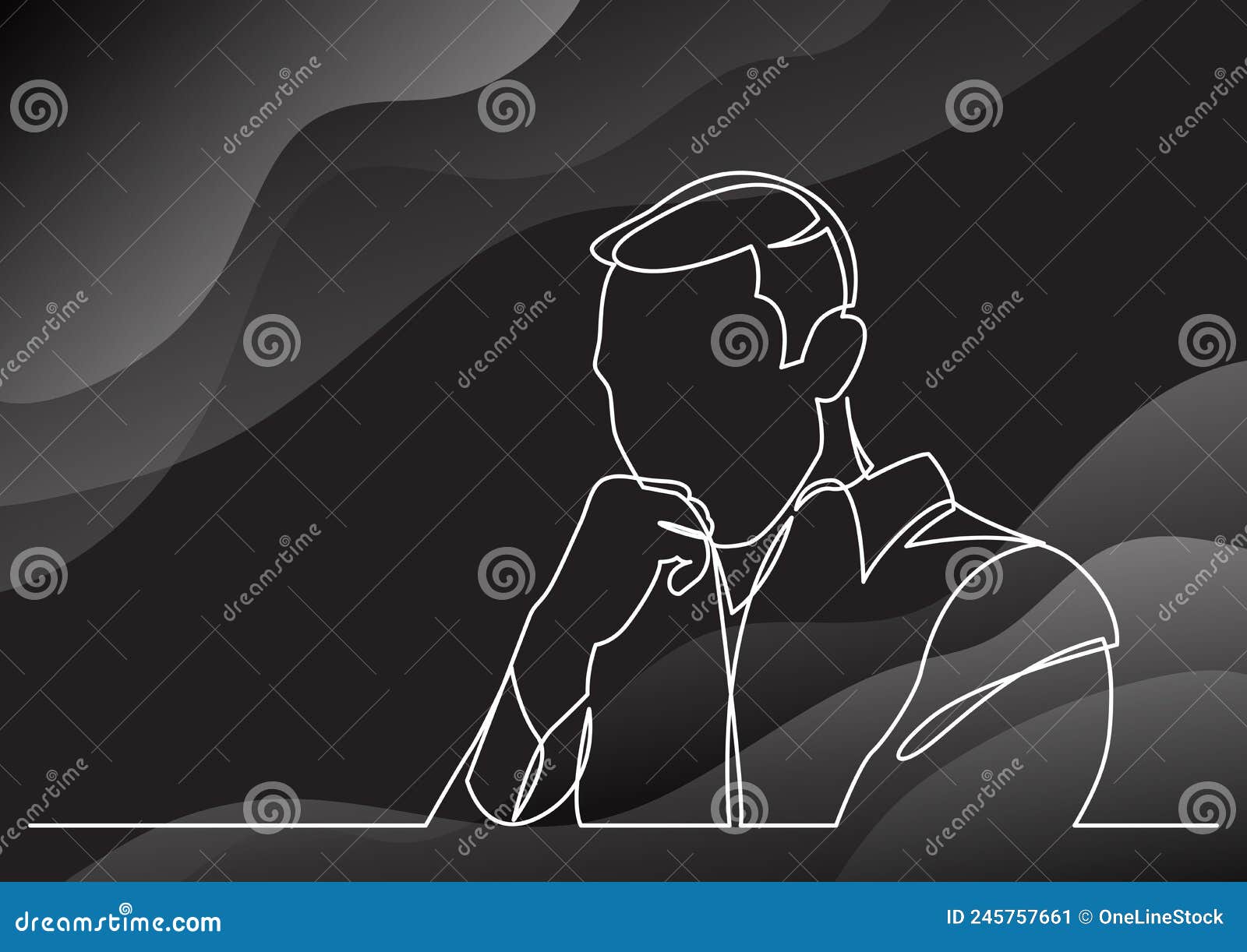 Continuous Line Drawing of Worried Man Stock Vector - Illustration of ...