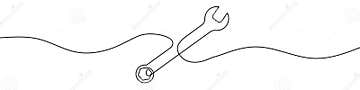 Continuous Line Drawing of Wrench. Single Line Drawing of a Wrench ...